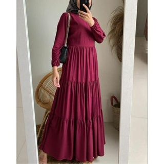 Jual Gamis Susun Rayon Gamis Ruffle Homey Dress Rayon Polos Busui ...