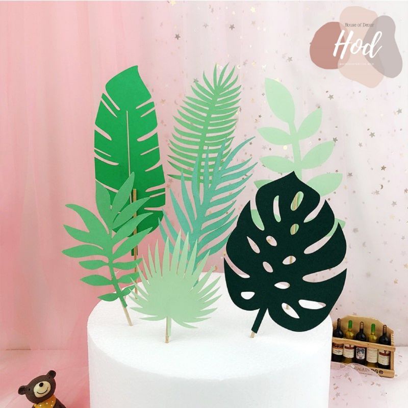 Jual 7 pc / set Topper Tropical Leaf Hiasan Kue Properti Foto Bentuk ...