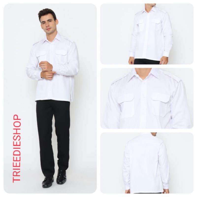 Jual seragam PDL hitam lengan panjang drill | Shopee Indonesia