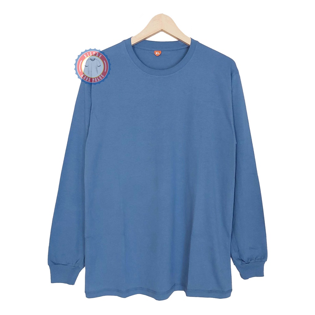 Jual KAOS POLOS DISTRO STEEL BLUE LENGAN PANJANG COTTON COMBED 30S ...