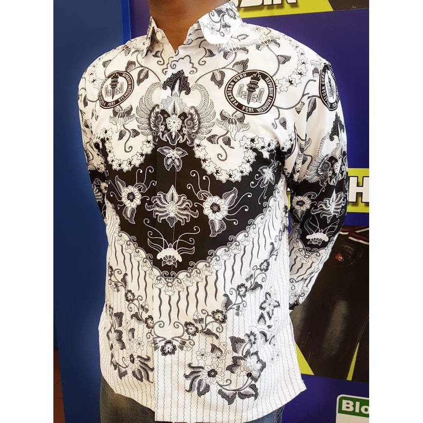 Jual Pakaian Baju Seragam Kemeja Pria Batik PGRI Lengan Panjang Indonesia|Shopee Indonesia