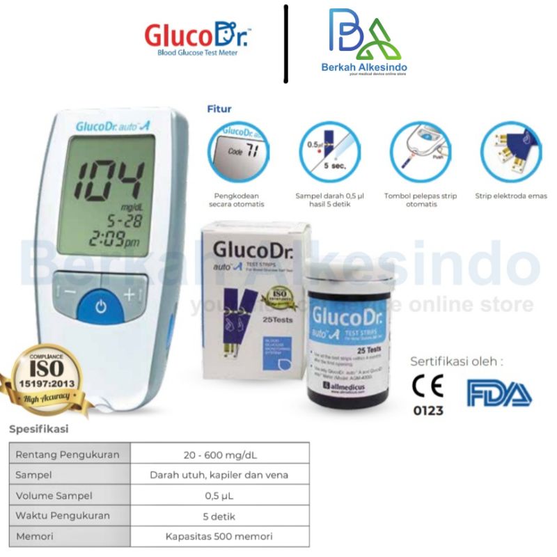 Jual Glucodr Auto A AGM4000 - Alat cek Gula Darah Include Strip Gluco ...