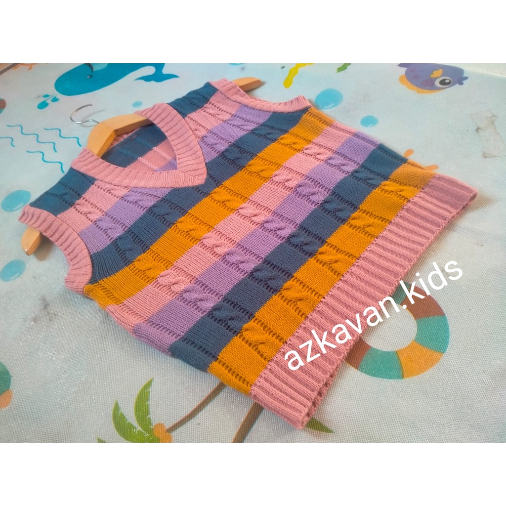 Jual Rompi anak rainbow usia 2-12tahun/ Candy Vest Rompi Cable | Rompi ...