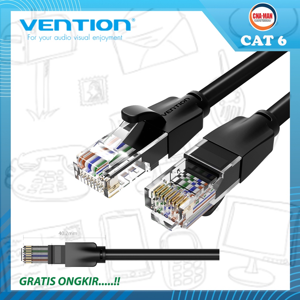 Jual Vention Kabel LAN Cat6 UTP Gigabit Ethernet RJ45 Network 2m 3m 5m ...