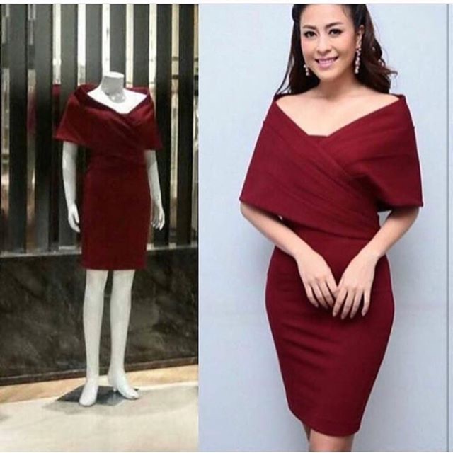 Jual Sabrina dress wanita off shoulder bodycon midi dress big size jumbo ukuran besar baju pesta ...