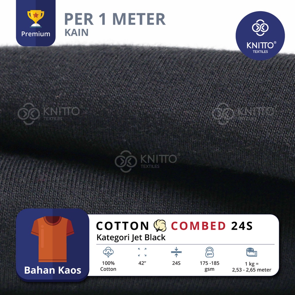 Jual BAHAN KAIN KAOS COTTON COMBED 24S KATEGORI WARNA JET BLACK (1 ... Jual BAHAN KAIN KAOS COTTON COMBED 24S KATEGORI WARNA JET BLACK (1 ...