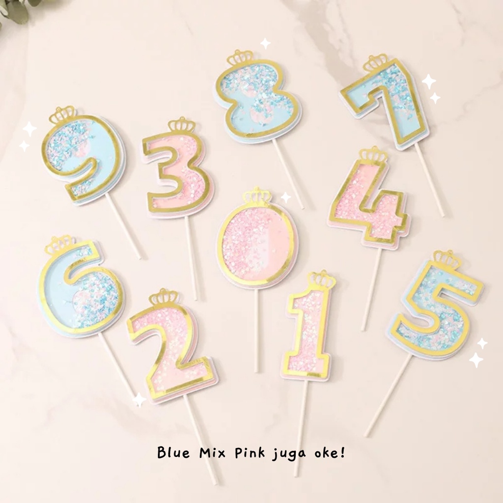 Jual Topper Kue Ultah Angka 0-9 Mote Mote / Cake Topper Papper / Hiasan ...