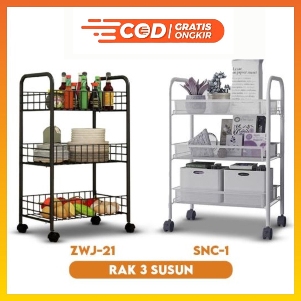 Jual Rak 3 Susun Roda Rak Penyimpanan Rak Ruang Tamu 3 Tingkat ...