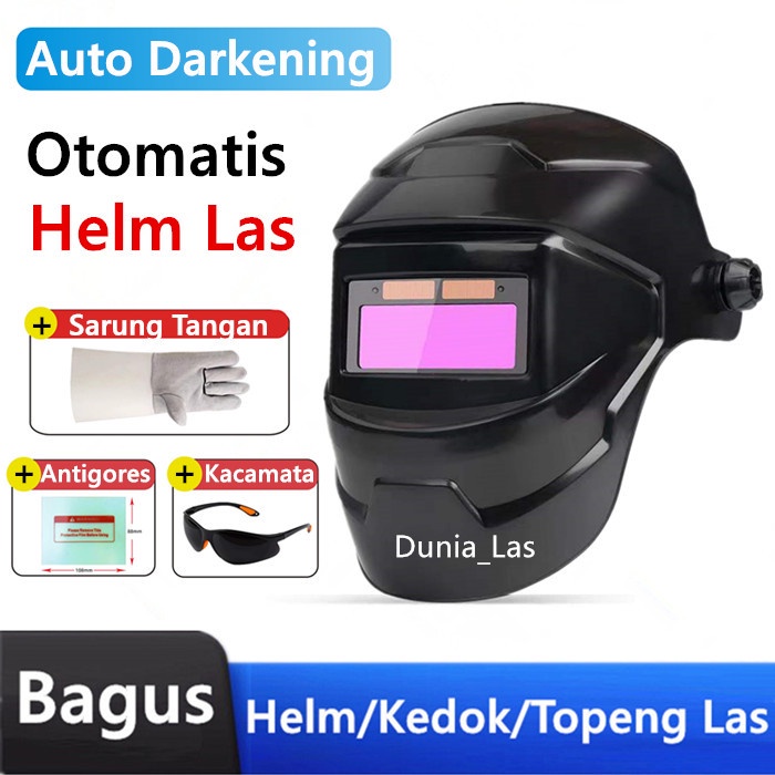 Jual 1SET Helm Kedok Las Otomatis Kacamata Las Auto Darkening Welding ...