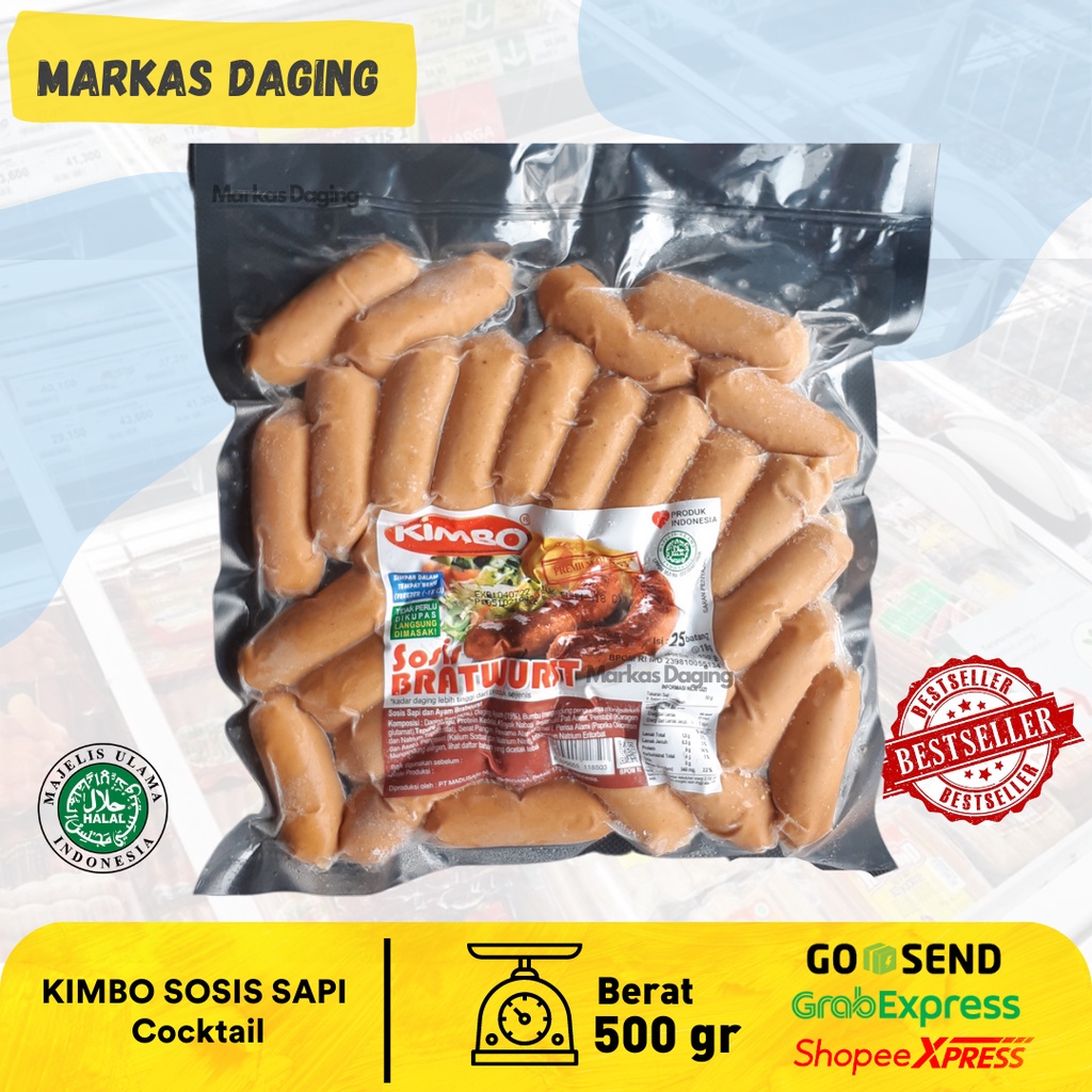 Jual SOSIS KIMBO Cocktail mini bratwurst isi 25 berat 500 gram / SOSIS ...