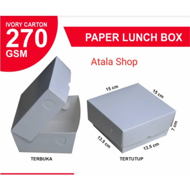 Jual Paper Lunch Box Polos Ivory Ukuran 15 x 15 x 7 cm Indonesia|Shopee Indonesia