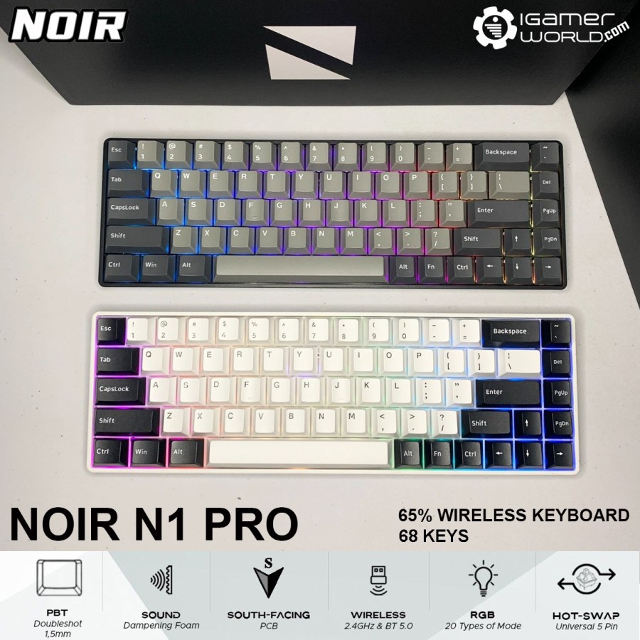 Jual Noir N1 PRO 65% Hotswap Wireless/BT/Wired Mechanical Gaming ...