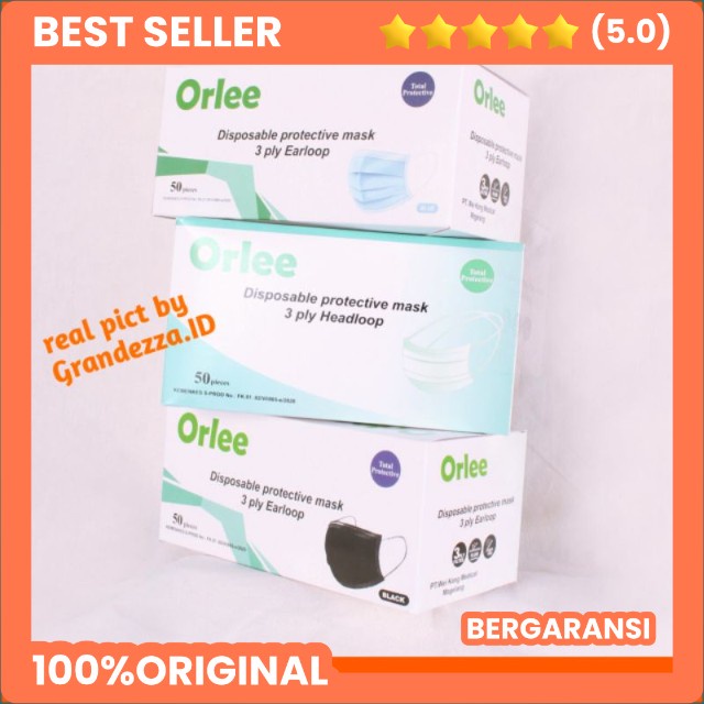 Jual Masker ORLEE Populer 3 ply 3Ply Earloop/Kuping/Tali Model Medis ...