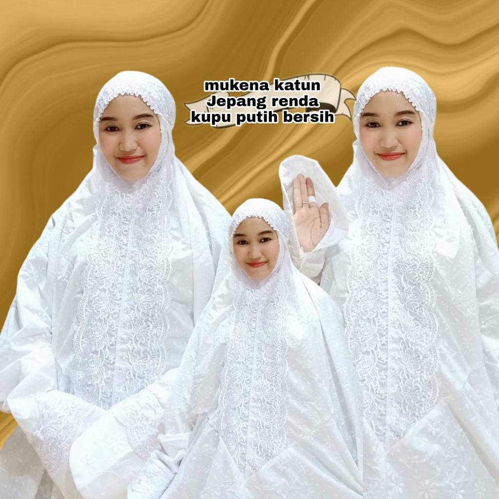 Jual New Mukena katun Jepang dua Motif renda pengantin dan renda kupu ...