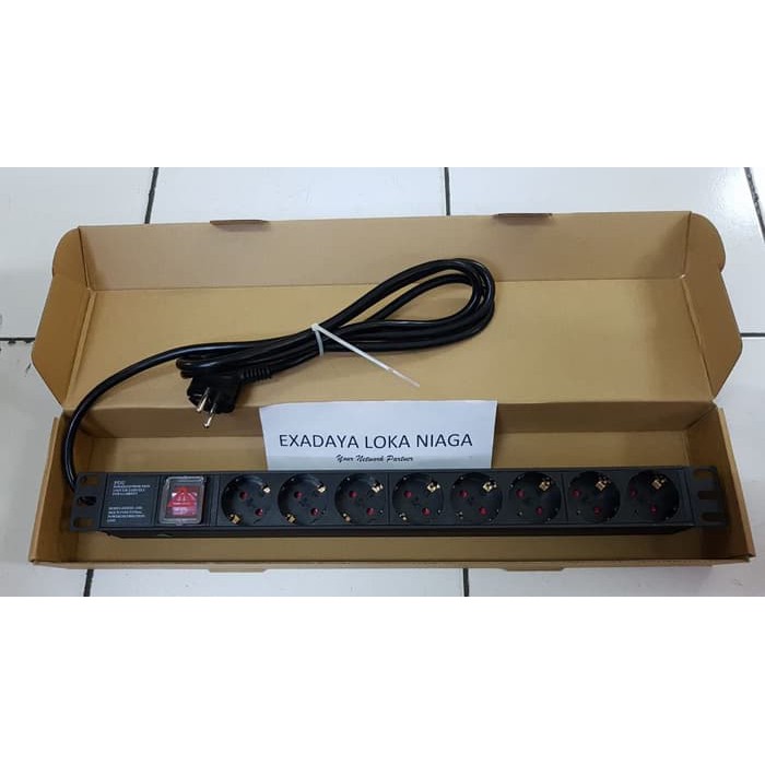 Jual PDU Horizontal 8 outlet rack 16A / Power Distribution Unit 8 hole ...