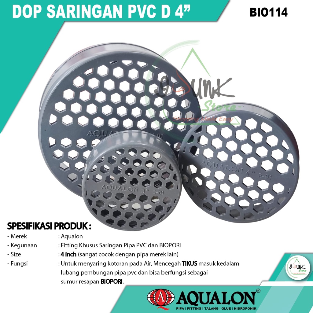 Jual Dop Saringan Pipa PVC D 4" inch / Tutup Bolong 3" / Dop Biopori 4 ...