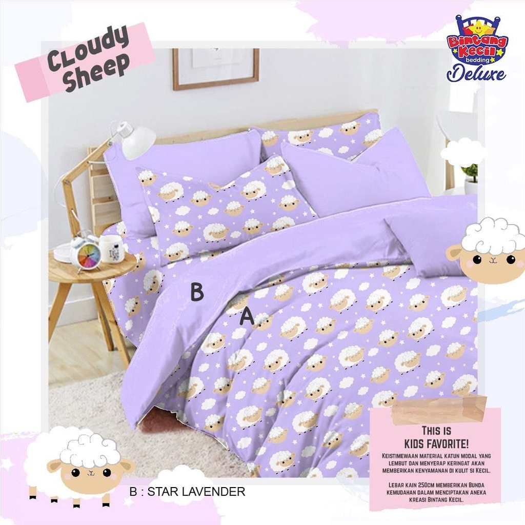 Jual KONICO Bahan Kain Sprei katun Motif tabur Anak CLOUDY SHEEP | ELBHE STAR CATRA GROW ...