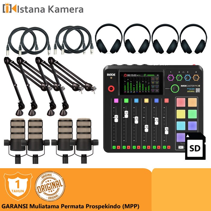 Jual Rode Podcast Microphone Package Rodecaster Pro 2-PAKET 4MIC PSA1 ...