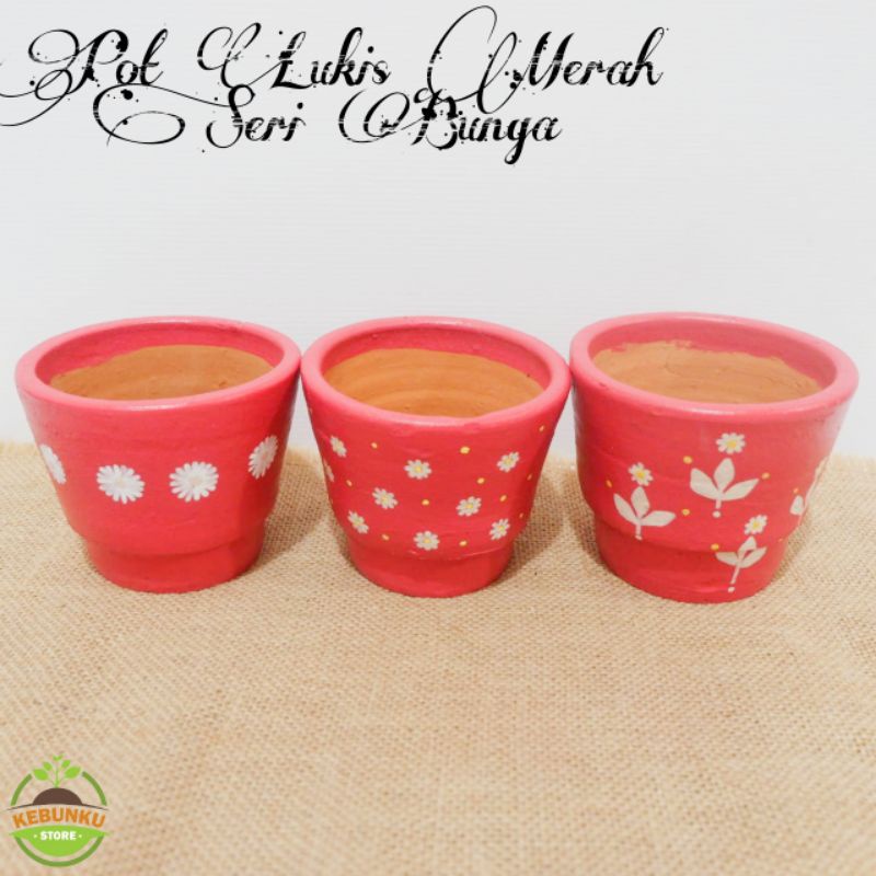 Jual POT LUKIS GERABAH / POT TERACOTTA / POT TANAH LIAT/ POT MINI / POT ...