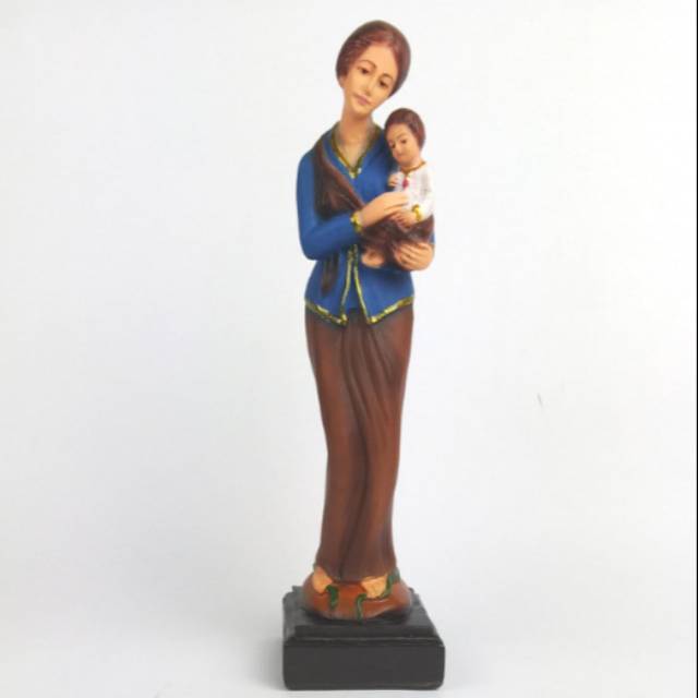 Jual Patung Bunda Maria Jawa 30cm Kebaya Biru Arca Fiber Hadiah Unik ...