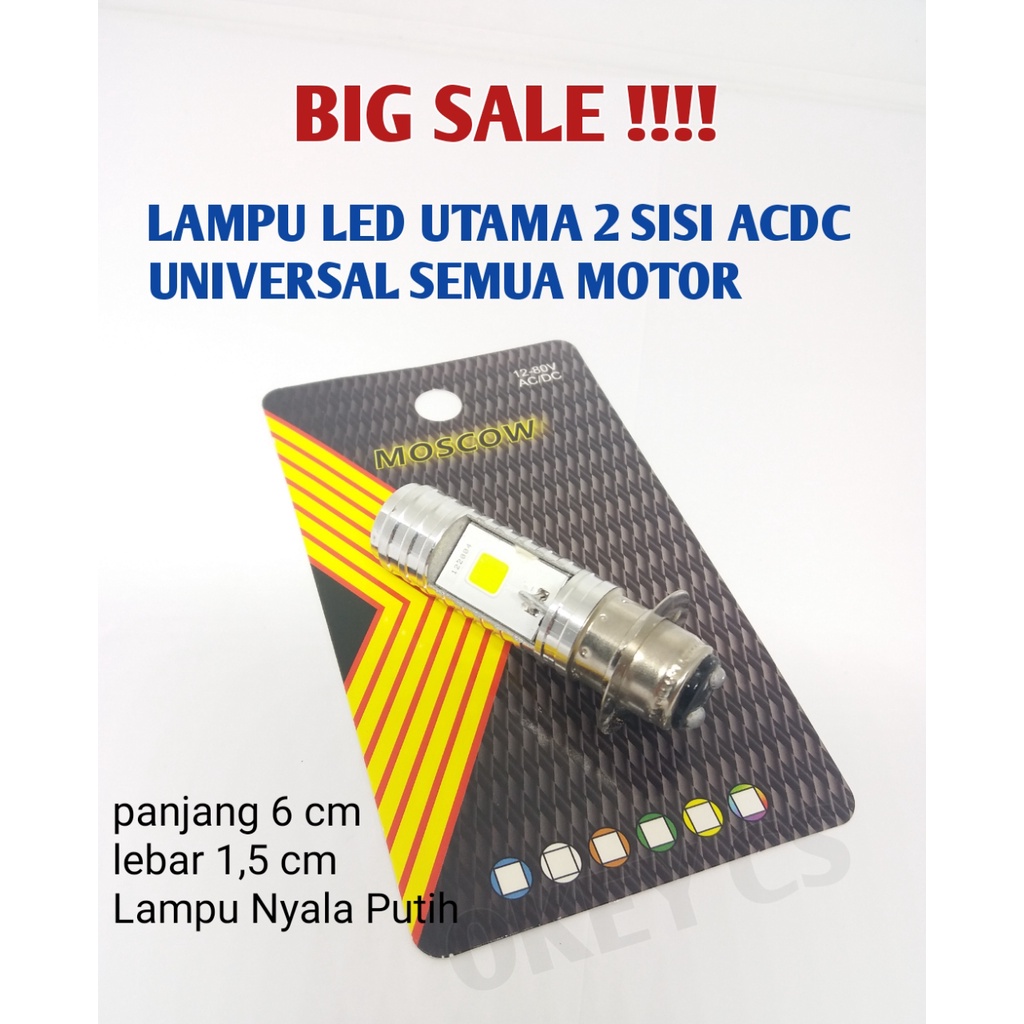 Jual LAMPU UTAMA 2 SISI LAMPU DEPAN LED MOTOR BEBEK DAN MATIC HEADLAMP H6 2 SISI LAMPU NYALA ...