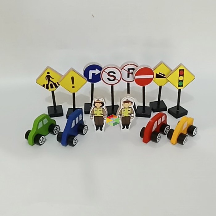 Jual Balok Lalu Lintas Miniatur Rambu Lalin Kecil Mainan Kayu Edukasi ...