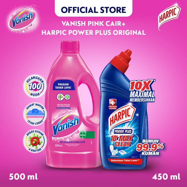 Jual [VALUE PACK] Vanish Pink Cair 500ml Bottle + Harpic Power Plus ...