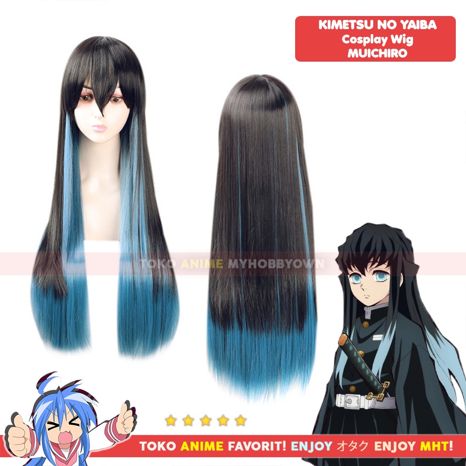 Jual Wig Cosplay Anime Kimetsu no Yaiba Demon Slayer : Muichiro Tokito ...