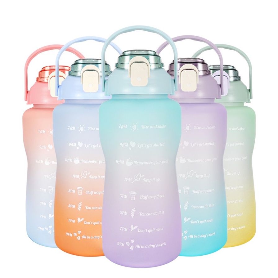 Jual Botol Minum 2 Liter 2000ML Korea VIRAL Botol Air Motivasi Penanda ...