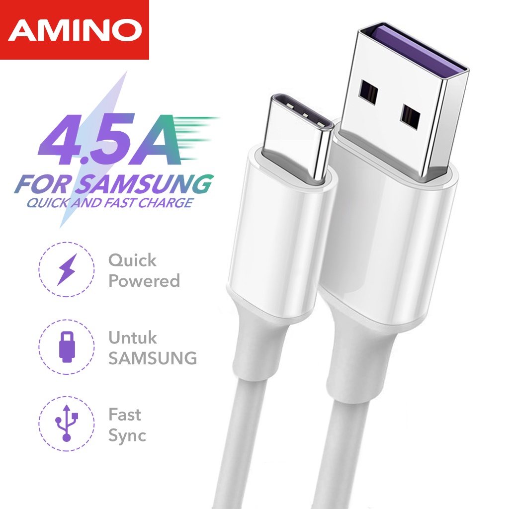 Jual AMINO Untuk Samsung Kabel Data 4.5A Type C Cable USB C Kabel Fast Charging Quick Charger 1M ...