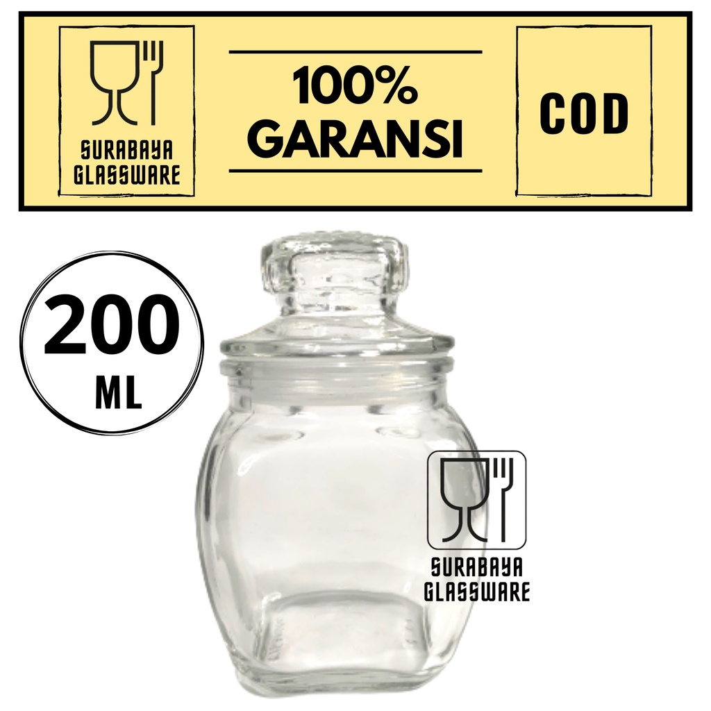 Jual TOPLES KACA 200 ML TOPLES JAR WADAH BUMBU DAPUR KOTAK TEMPAT ...