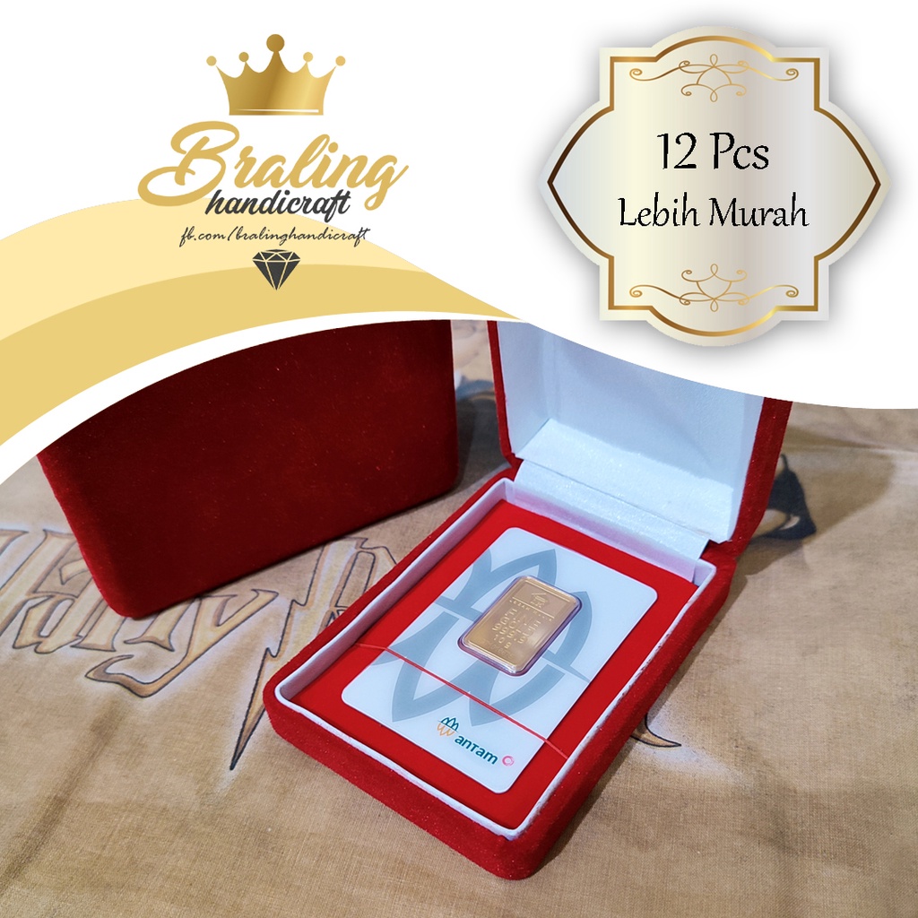 Kotak Emas Antam UBS LM Logam Mulia Bludru Velvet Merah Besar Panjang ...