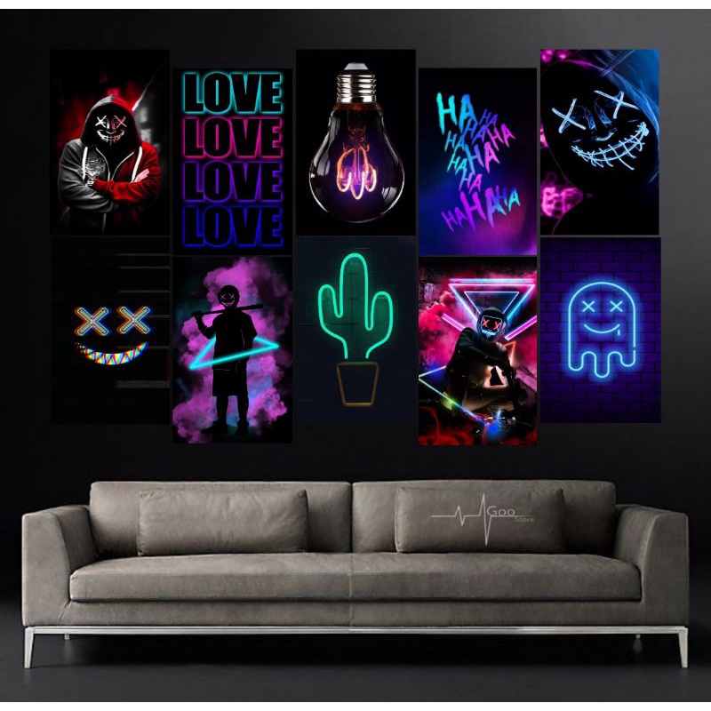Jual POSTER NEON LED ISI 10 PCS | Shopee Indonesia