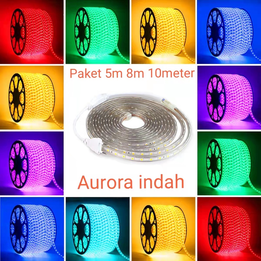 Jual PAKET Lampu Led Strip Selang 5050 5m 8m 10 meter (lampu strip+ ...