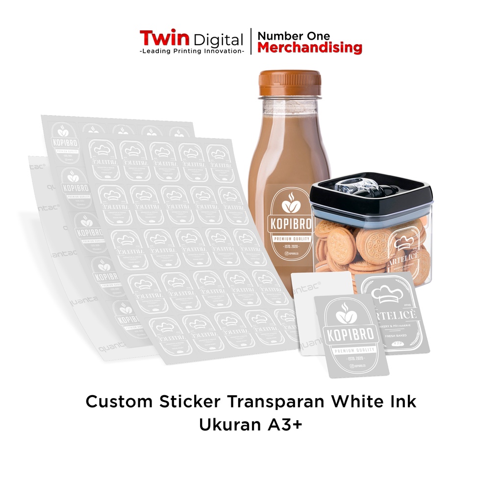 Jual Twindigital Custom Stiker Label Transparan Tinta Putih Label ...