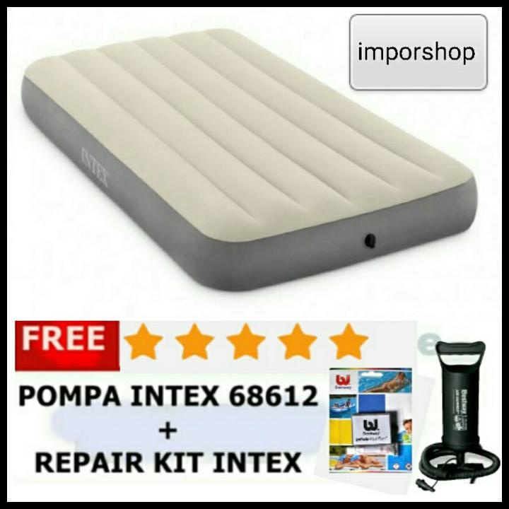 Jual Paket Kasur Angin Intex Twin Dura Beam Pompa Intex Lem Intex Surabaya | Shopee Indonesia