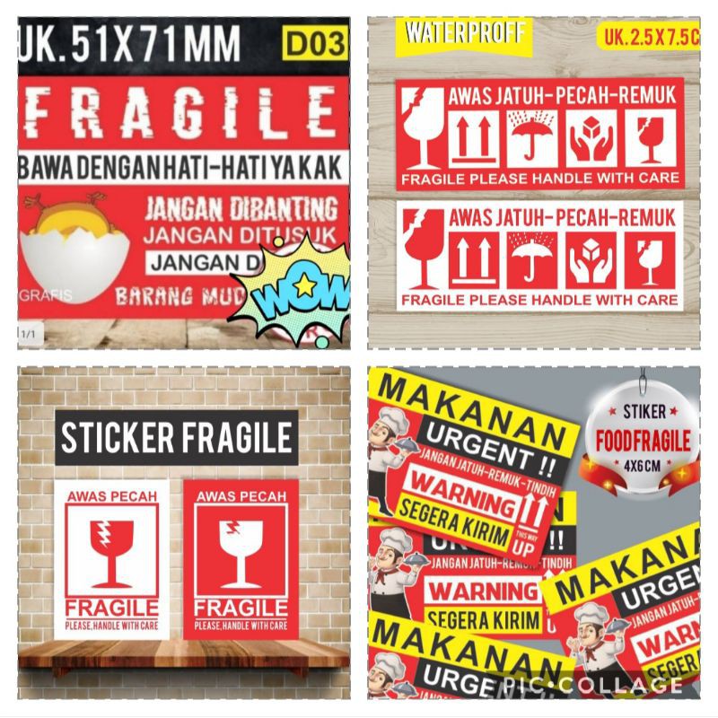 Jual 10 Pcs Stiker Fragile Pecah Belah Food Fragile Label makanan ...