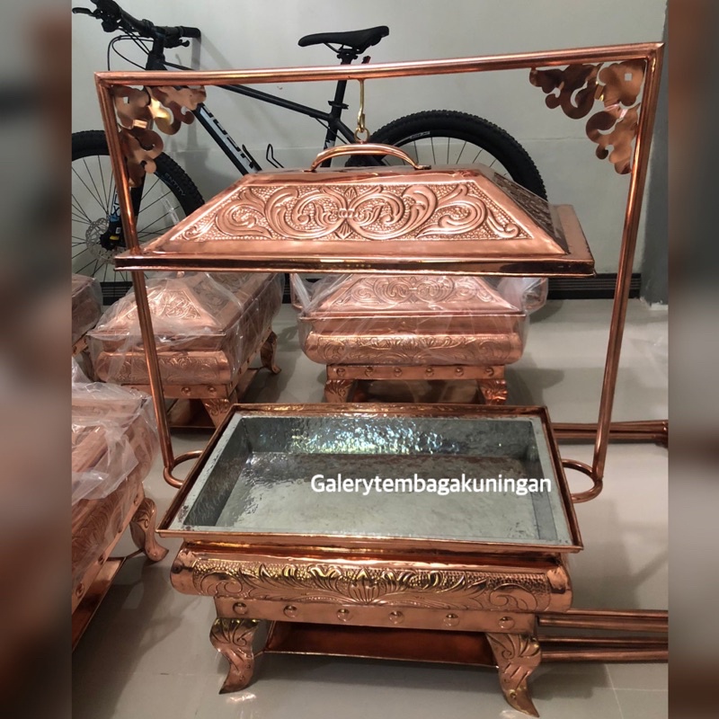 Jual Pemanas Makanan Tembaga Kuningan / Chaffingdish Tembaga Kuningan ...