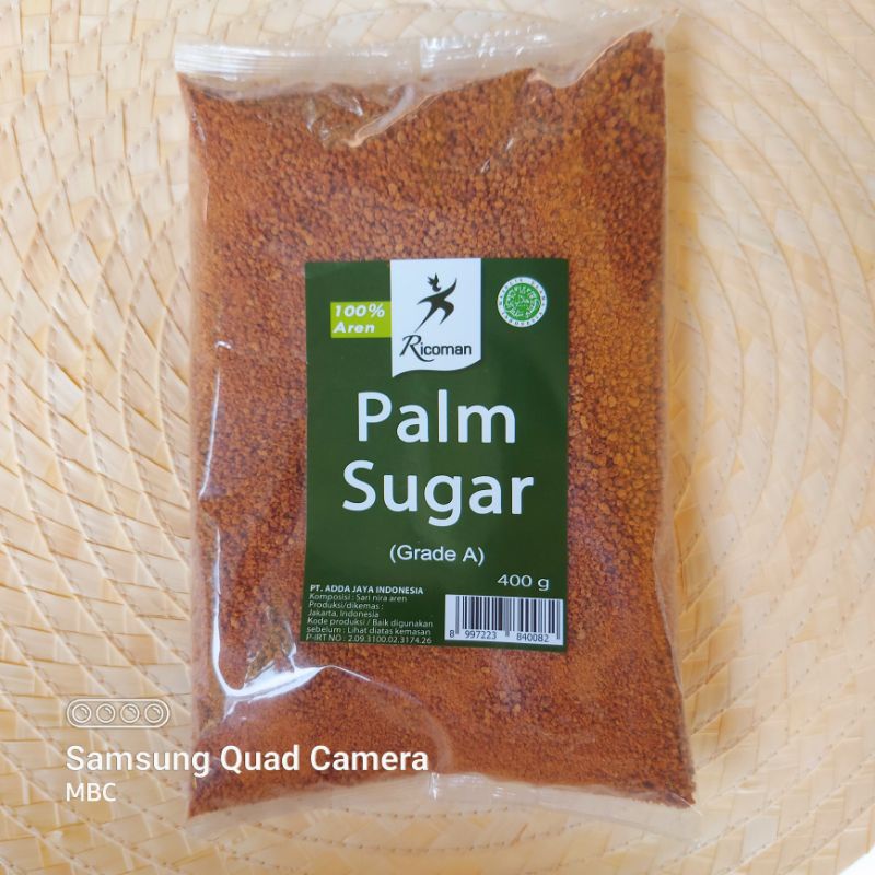 Jual GULA AREN - PALM SUGAR 400 GRAM MERK RICOMAN 100% ASLI GULA SEMUT ...