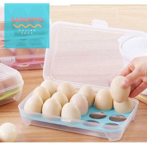 Jual Plastik Kotak Tempat Box Telur 15 Sekat Kotak Penyimpanan Telur ...