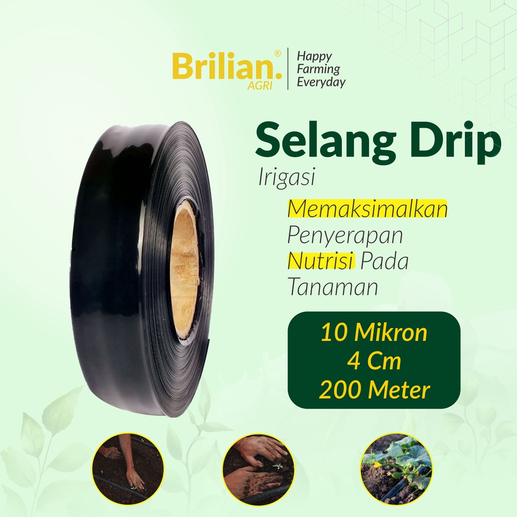 Jual BRILIAN - Selang Drip Irigasi Pertanian 10 micron 4 cm 200 meter ...