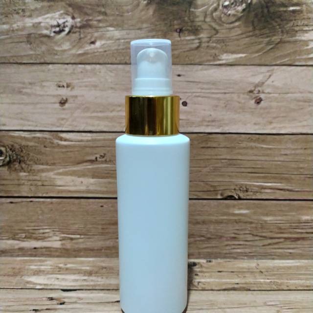 Jual BOTOL HDPE 100 ML PUTIH TUTUP PUMP TREATMENT GOLD | Shopee Indonesia