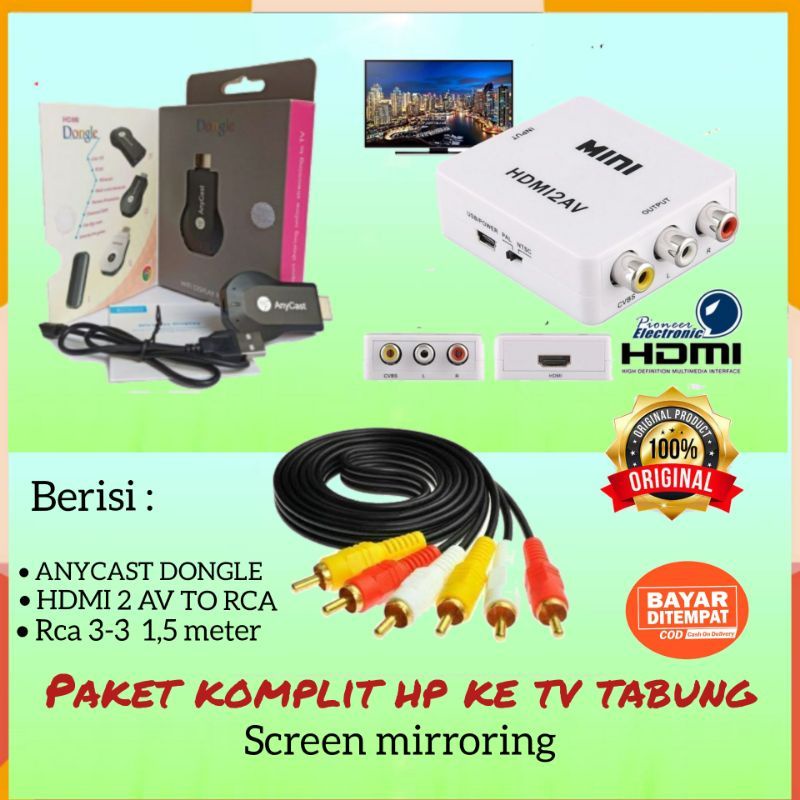 Jual PAKET LENGKAP ANYCASH HDMI DONGLE DONGEL ANYCAST UNTUK HP KE TV TABUNG SCREEN MIRRORING ...