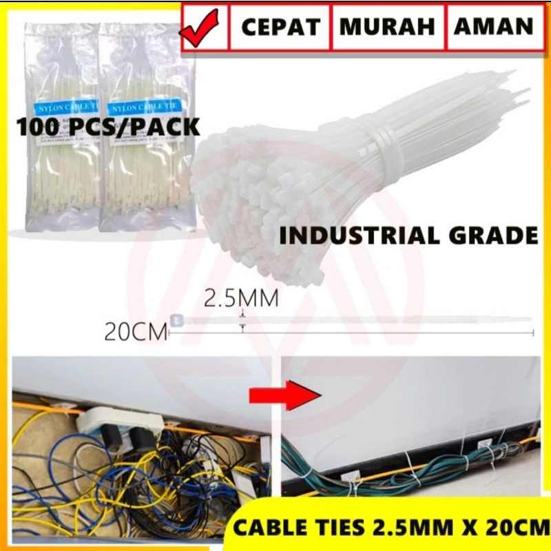 Jual CABLE TIES 2.5MM X 20 CM KABLE TIS 2.5MM X 20CM TIE NYLON ISI ...