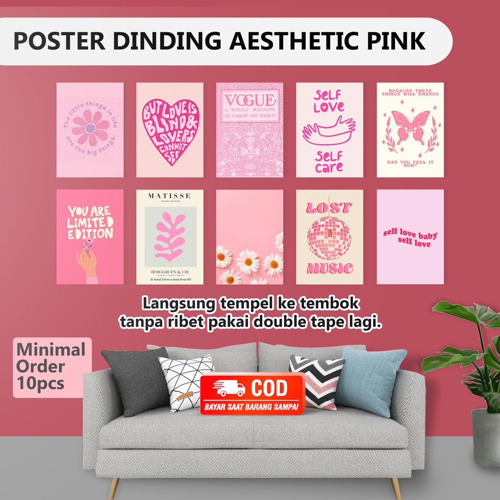 Jual [COD] Poster dinding AESTHETIC PINK | Dekorasi dinding pink ...