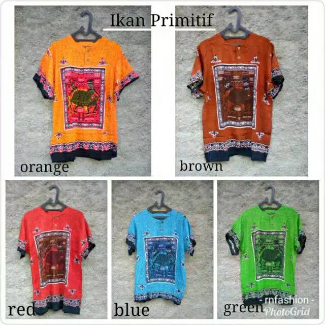 Jual Baju etnik motif ikan primitif dasar warna | Shopee Indonesia