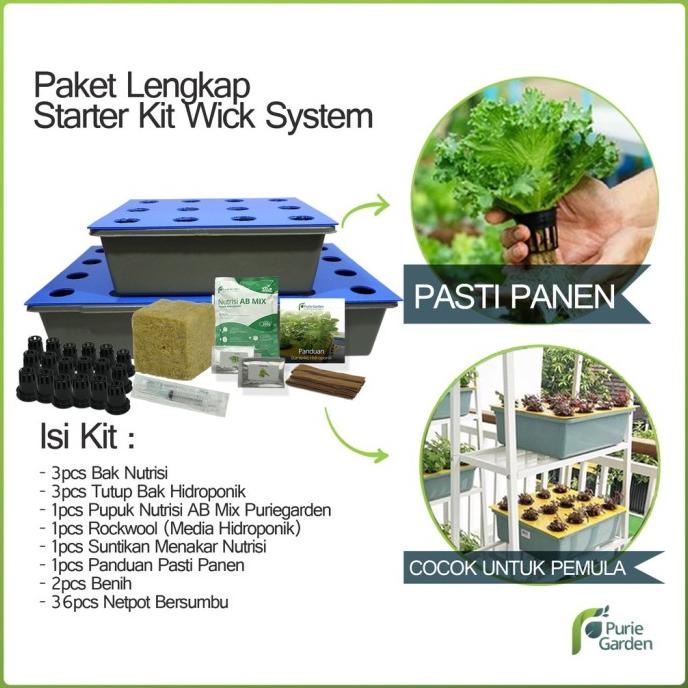 Jual Paket Stater Kit Hidroponik Hydroponik Set Pemula Lengkap Wick ...