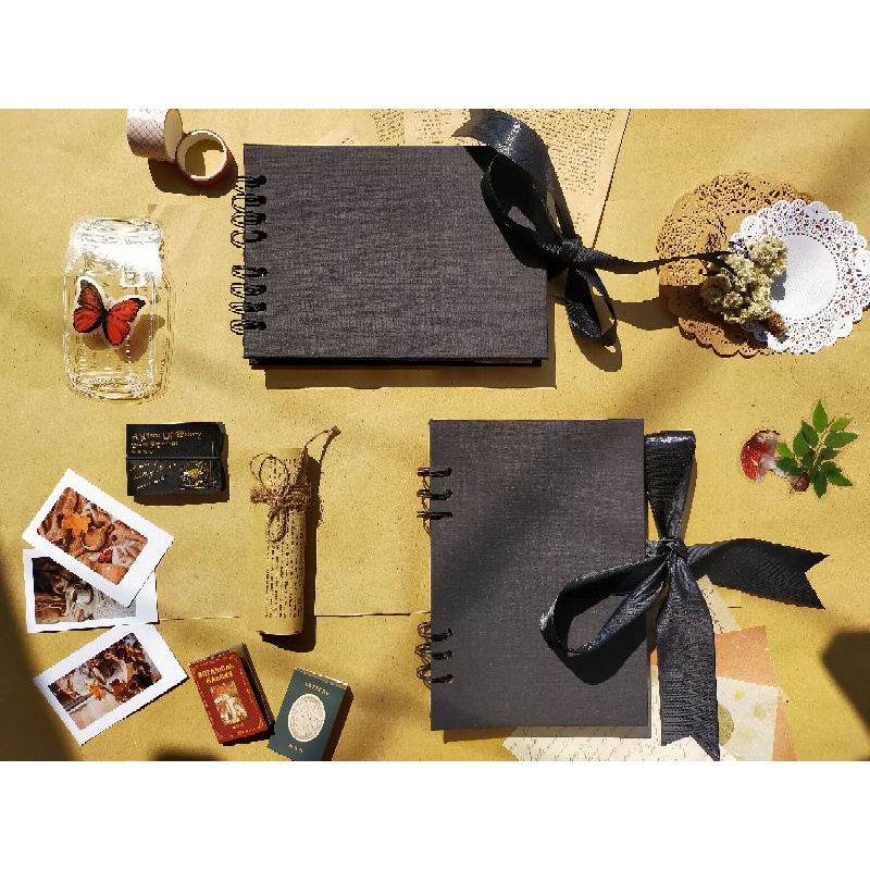 Jual SCRAPBOOK ALBUM FOTO BLACK COVER ukuran 21cm x 15cm isi 12 Lembar ...