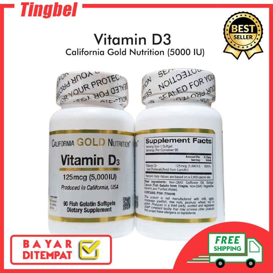 Jual Vitamin D3 California Gold Nutrition 5000 IU - Vit D3 5000 IU 125 ...