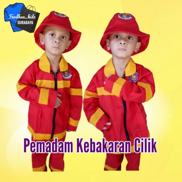 Jual Baju seragam Karnaval anak profesi pemadam kebakaran(DAMKAR) TK&SD ...
